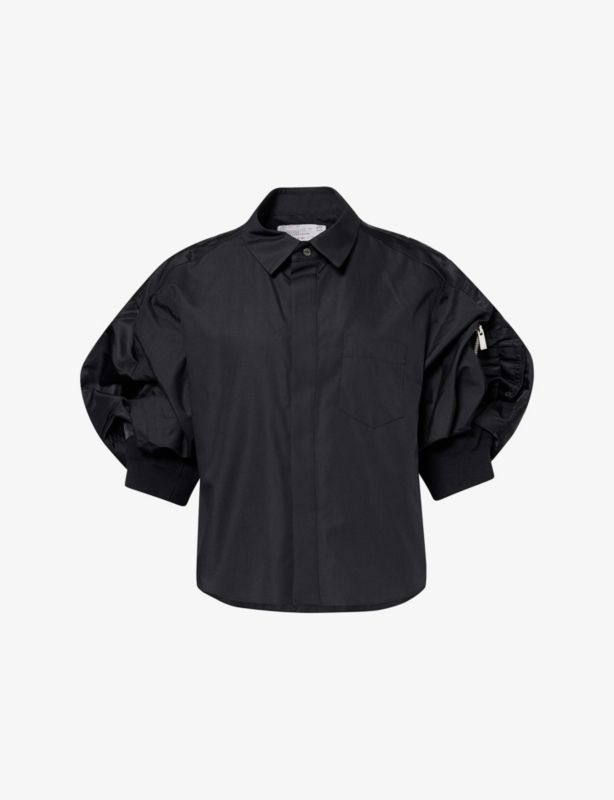 SACAI - Cropped Pleated Woven Shirt | Selfridges.com
