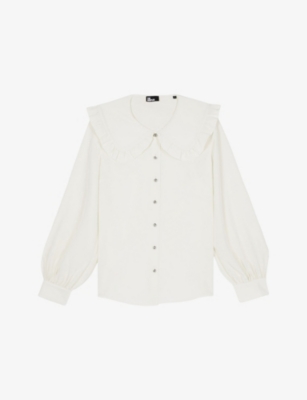 THE KOOPLES - Oversized-Collar Long-Sleeved Silk Shirt | Selfridges.com
