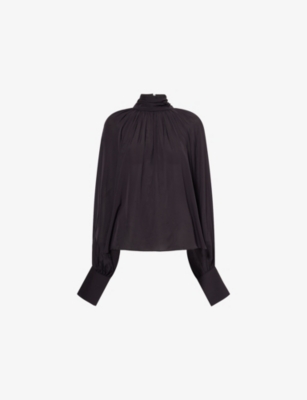 ANINE BING - Anne High-Neck Collar Woven Top | Selfridges.com