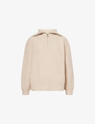 ANINE BING - Sammy Half-Zip Wool and Cotton-Blend Jumper | Selfridges.com