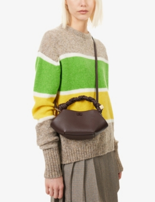 Ganni Womens Chicory Coffee Bou Mini Grained Faux-leather Top-handle ...