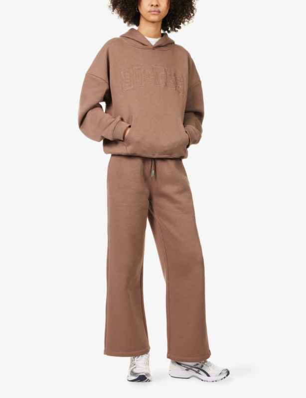 BO+TEE - Brand-Embroidery Wide-Leg Cotton-Blend Jogging Bottoms ...