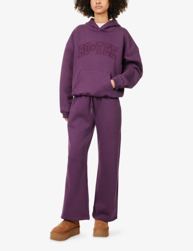 BO+TEE - Brand-Embroidery Wide-Leg Cotton-Blend Jogging Bottoms ...