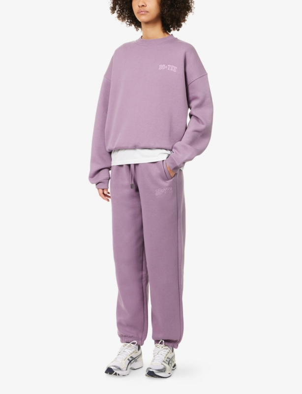 BO+TEE - Brand-Embroidery Wide-Leg Cotton-Blend Jogging Bottoms ...