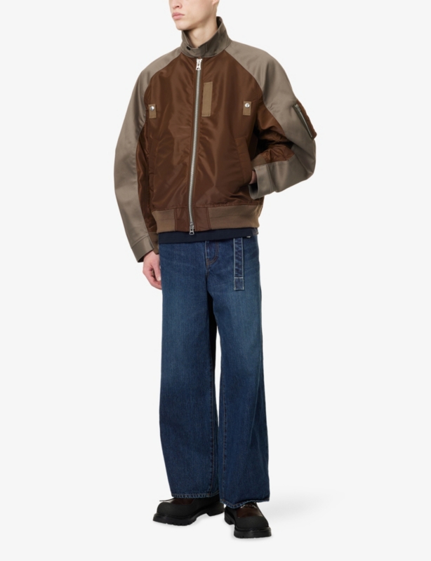 SACAI - Tailored-Contrast Wool-Blend and Nylon Jacket | Selfridges.com
