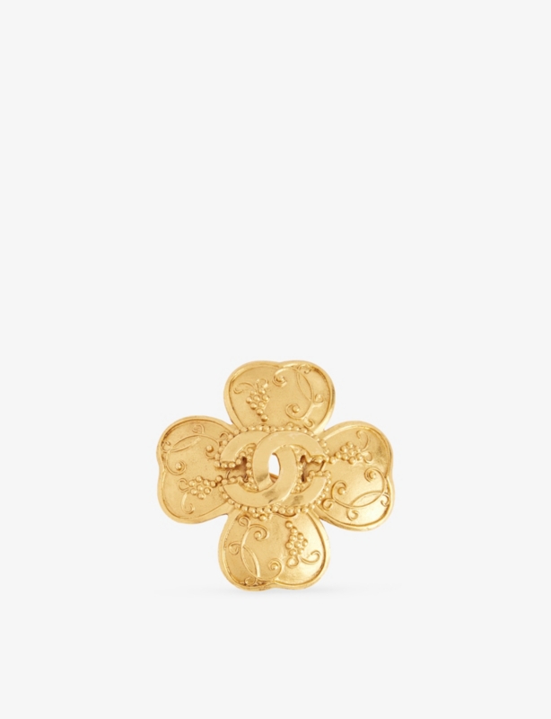 RESELFRIDGES - Pre-Loved Chanel CC Dangle Gold-Plated Acrylic Earrings ...