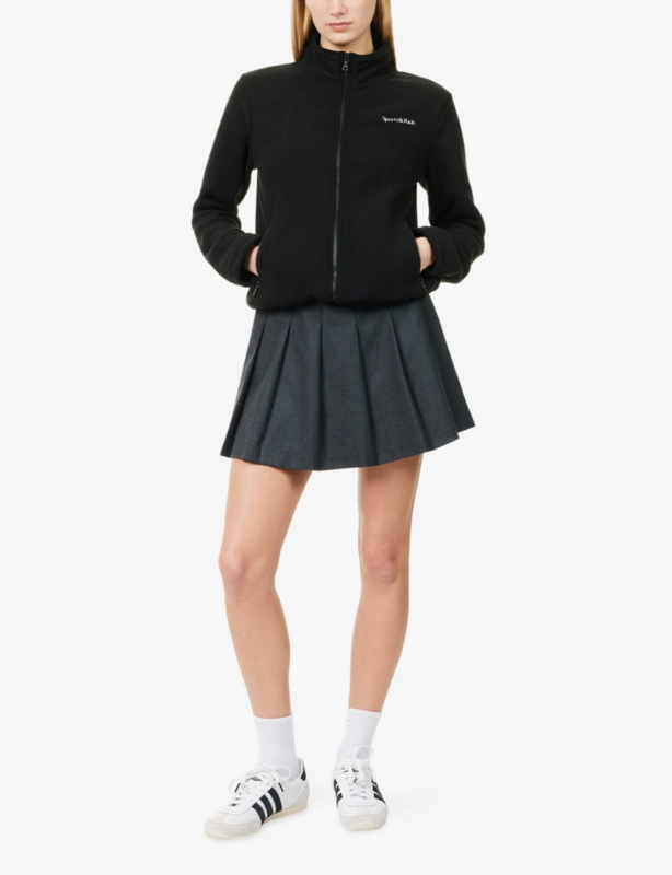SPORTY & RICH - Logo-Embroidered Zip-Up Fleece Top | Selfridges.com