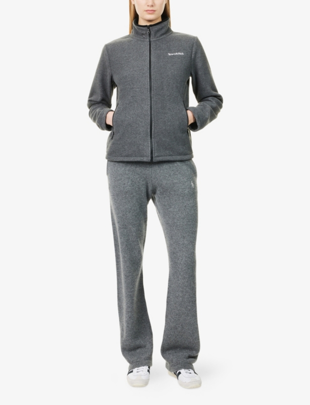 SPORTY & RICH - Logo-Embroidered Zip-Up Fleece Top | Selfridges.com