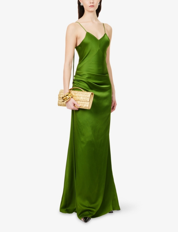 VICTORIA BECKHAM - Chain-Strap Backless Satin Maxi Dress | Selfridges.com