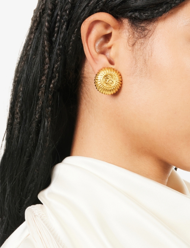 RESELFRIDGES - Pre-Loved Chanel Round Gold-Tone Metal Earrings ...