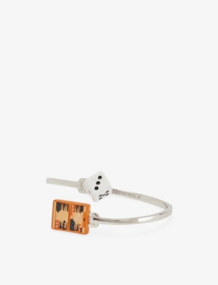 POUBEL - Dice + Backgammon Sterling-Silver Enamelled Bangle ...