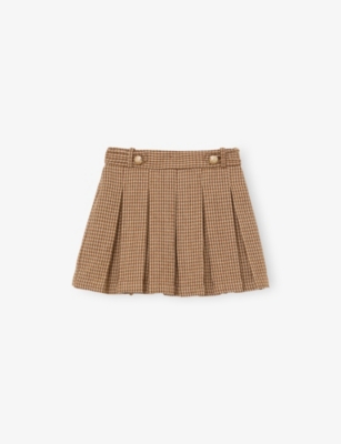REISS - Molly Puppytooth-Check Pleated Woven Skirt 9-13 Years ...