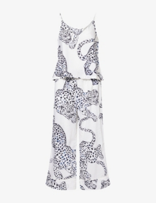 DESMOND AND DEMPSEY - Jaguar-Print Cami & Wide-Leg Cotton Pyjama Set ...