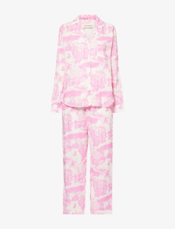 DESMOND AND DEMPSEY - Placement-Print Long-Sleeve Cotton Pyjama Set ...