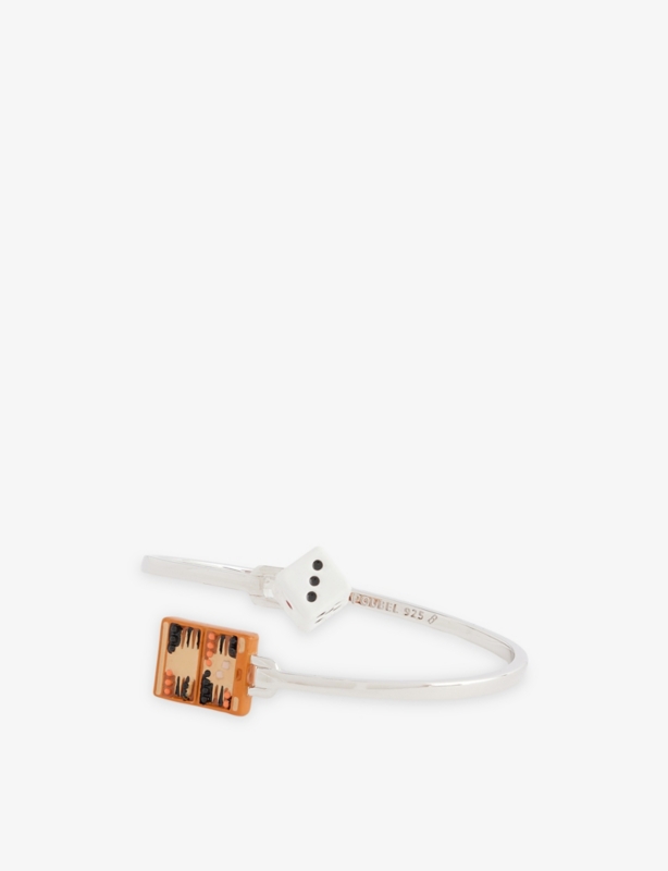 POUBEL - Dice + Backgammon Sterling-Silver Enamelled Bangle ...