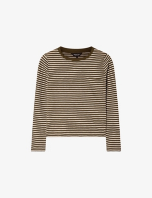 WHISTLES - Stripe-Print Chest-Pocket Cotton-Jersey Top | Selfridges.com