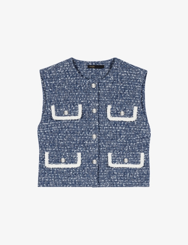 MAJE - Logo-Embroidered Notch-Lapel Stretch-Knit Waistcoat | Selfridges.com