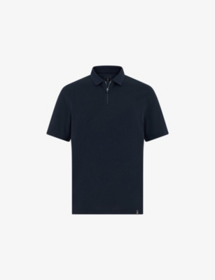 BOGGI - High-Performance Short-Sleeve Zip S-Cafè® Yarn Cotton Piqué ...