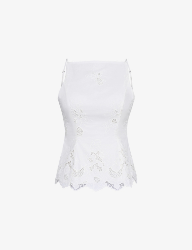 HOUSE OF CB - Valencia Boat-Neck Broderie-Anglaise Cotton-Blend Top ...